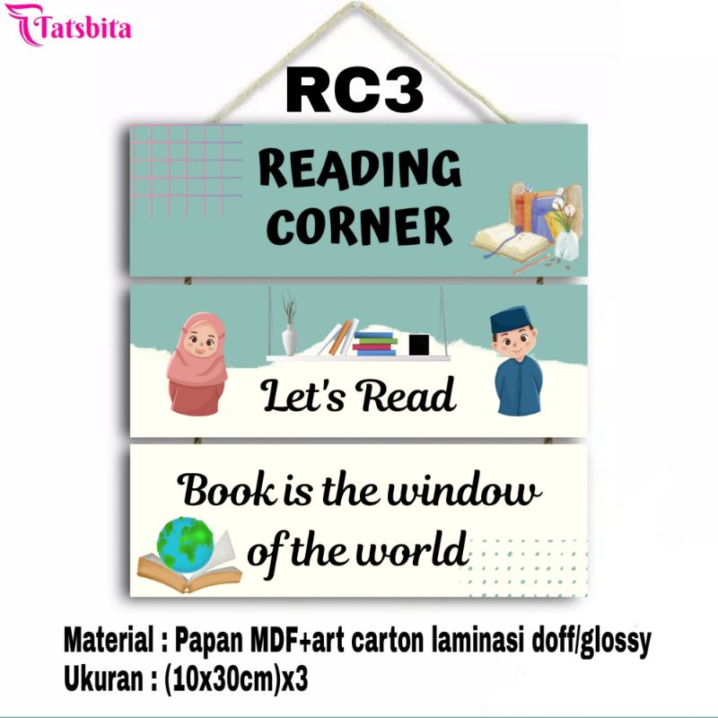 Jual TATSBITA PAJANGAN HIASAN DINDING DEKORASI WALL DECOR READING CORNER/POJOK BACA DALAM BAHASA ...