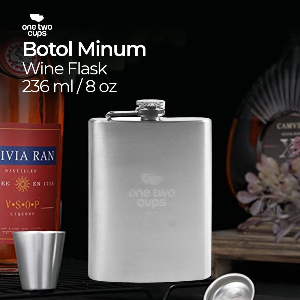 Jual OneTwoCups Botol Minum Wine Flask Bentuk Kotak 8oz - MS351 ...