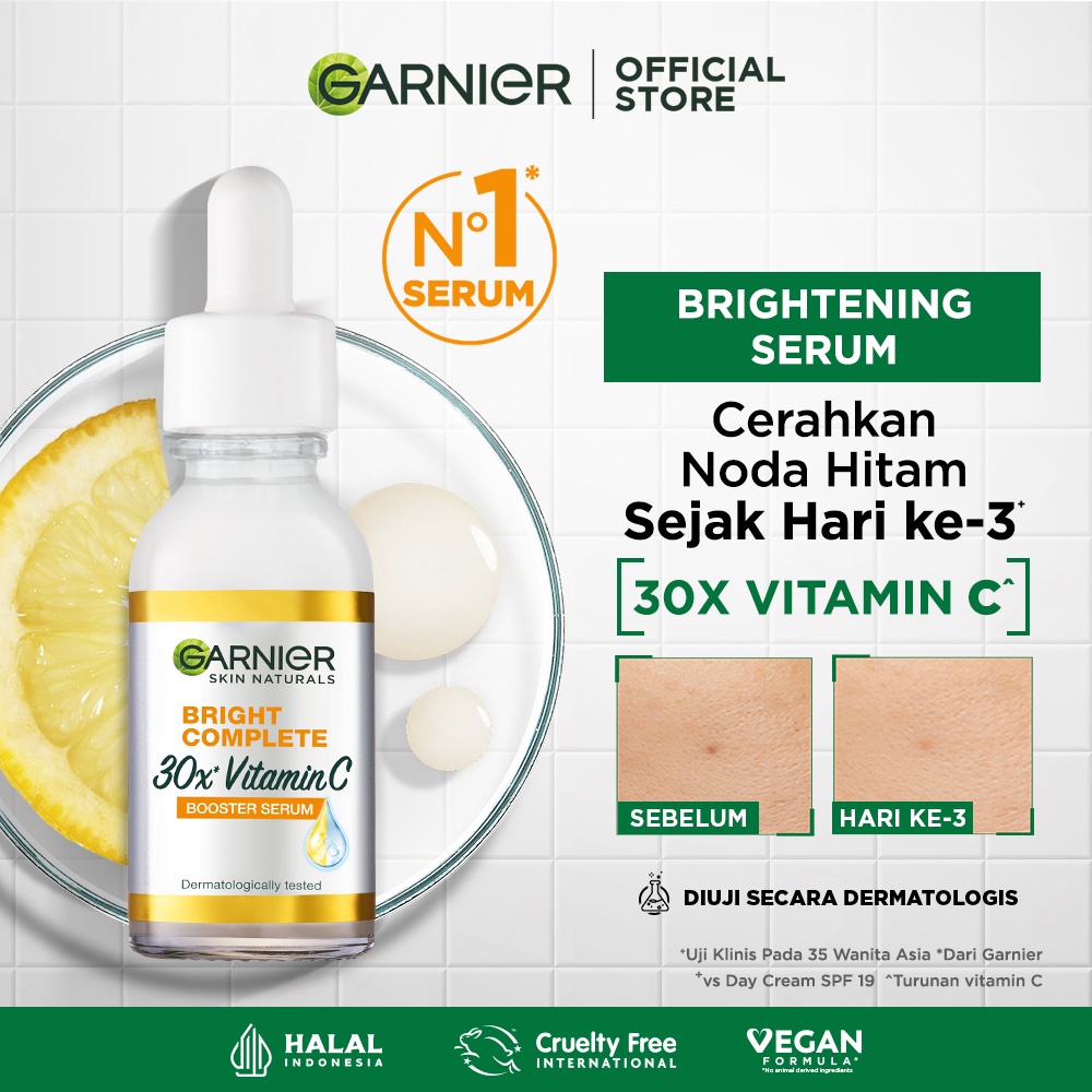 Jual Garnier Bright Complete Vitamin C 30x Booster Serum Single 15/30/50 ml - Kulit Cerah Light ...