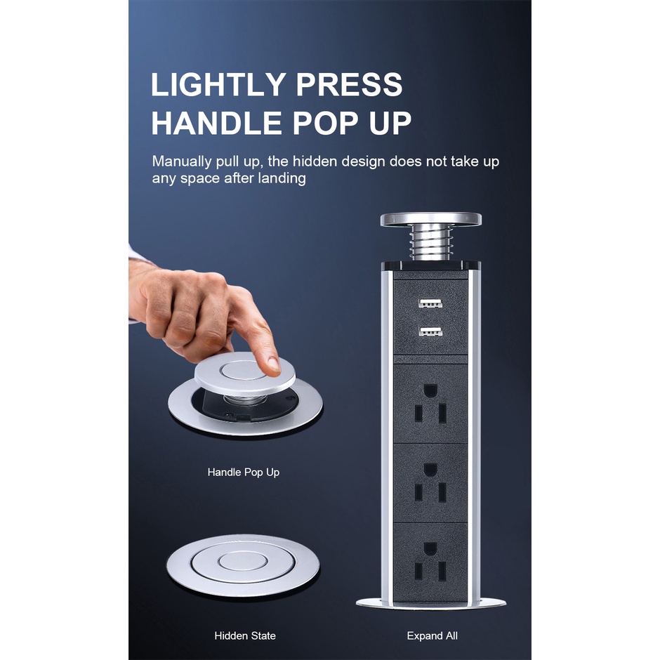 Jual Stop Kontak Tanam Meja Pop Up Electric Plug Socket with USB ...