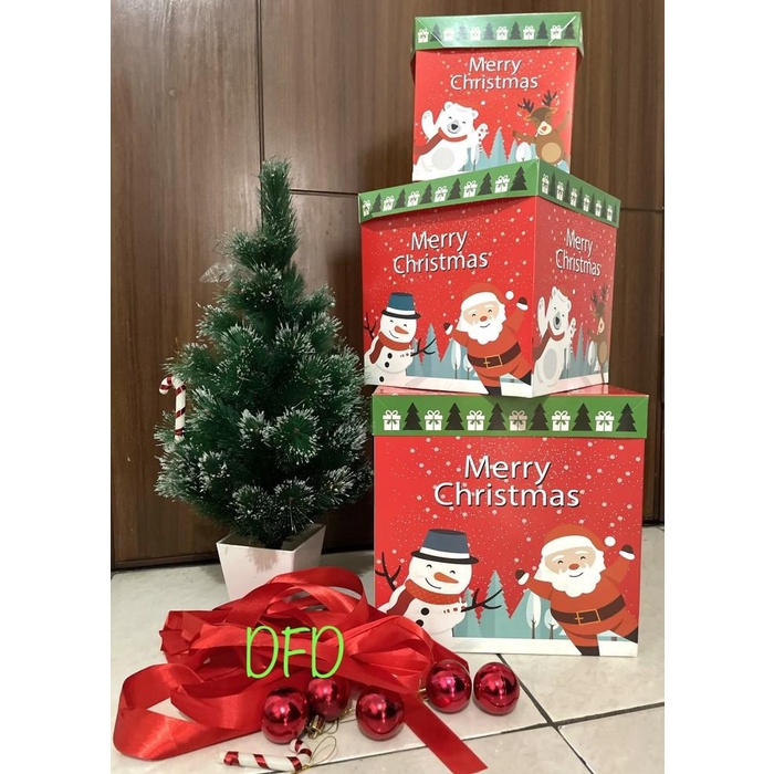 Jual Box Kado Pohon Natal Set isi 3 / Kado Kadoan Natal | Shopee Indonesia