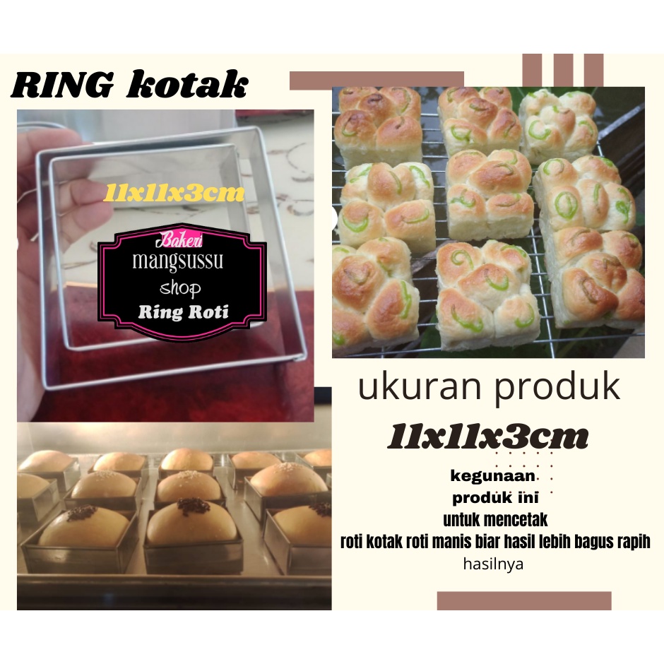 Jual ring roti kotak uk 11cm tinggi 3*4*5cm cetakan ring kotak / cutter ...
