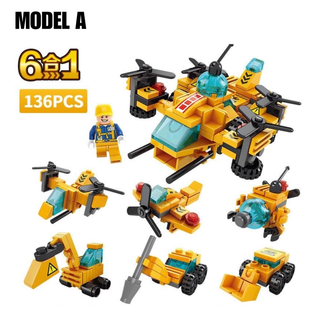 Jual Building blocks 6 in 1 puzzle bricks mainan edukasi rakit bricks ...