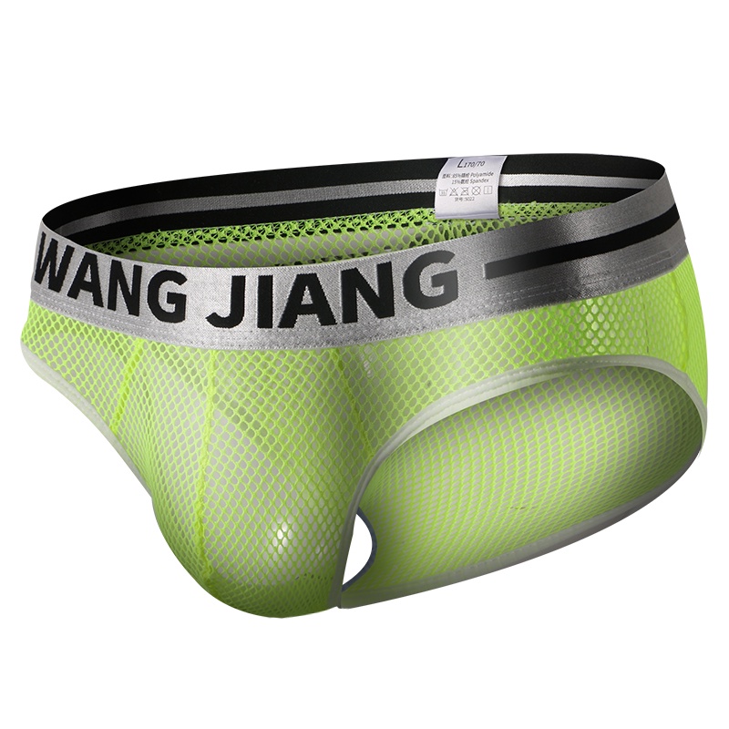 Jual Men Low-Waist Underwear Briefs Ultra-Thin Transparent Mesh Bulge ...