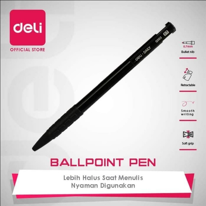 Jual Pulpen DELI EQ00320 - 0.7mm HITAM | Shopee Indonesia