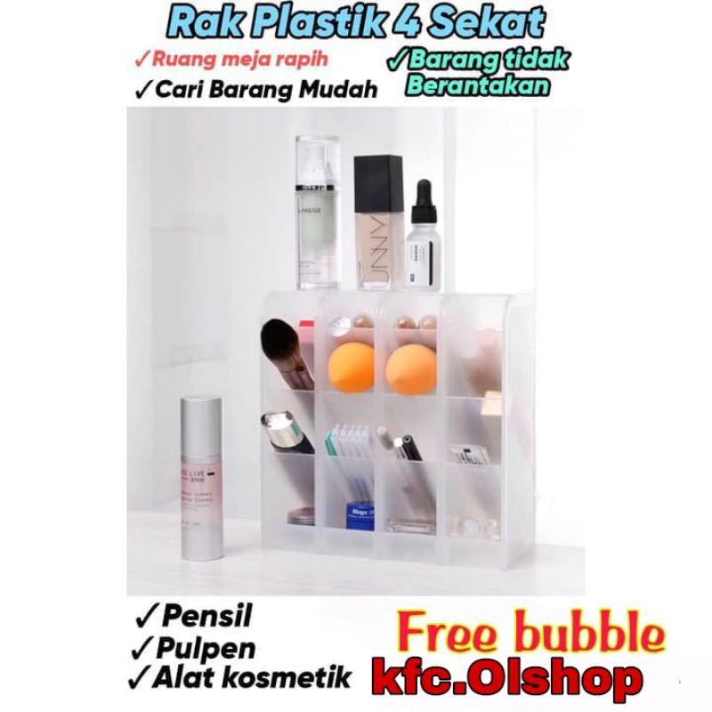 Jual Rak Mini 4 Sekat/Rak laci Plastik 4 Slot Pulpen Spidol/Desktop ...