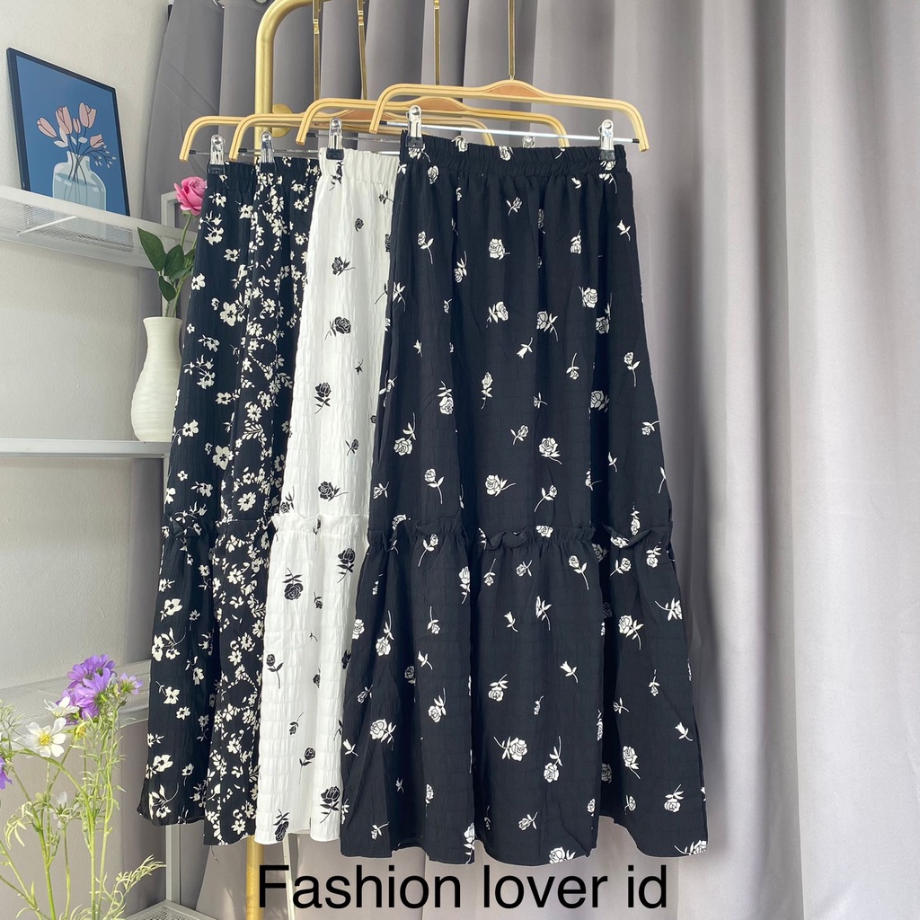 Jual Rok wanita korean style panjang 92cm fit to xl bahan cott premium ...