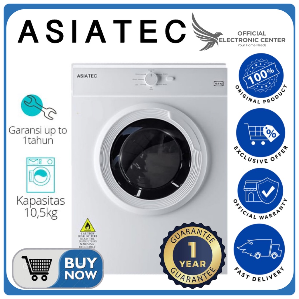 Jual ASIATEC DRYER LISTRIK 10.5KG AST105 AST 105G MESIN PENGERING ANTI KUSUT LOW WATT LAUNDRY ...