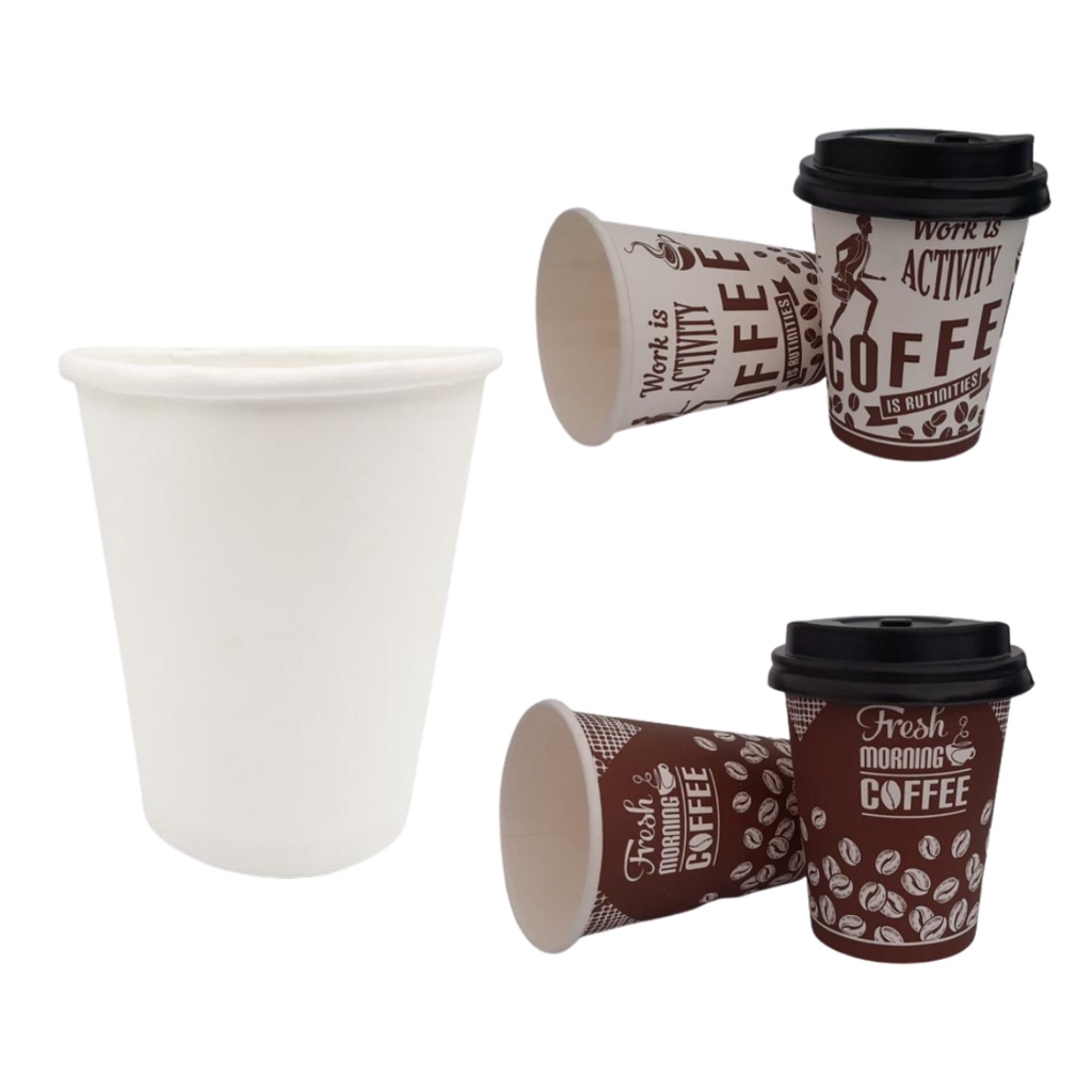 Jual [100pcs] Paper Cup 8 oz Gelas Kopi Bahan Kertas Putih Polos | Gelas Kopi Kertas Motif ...