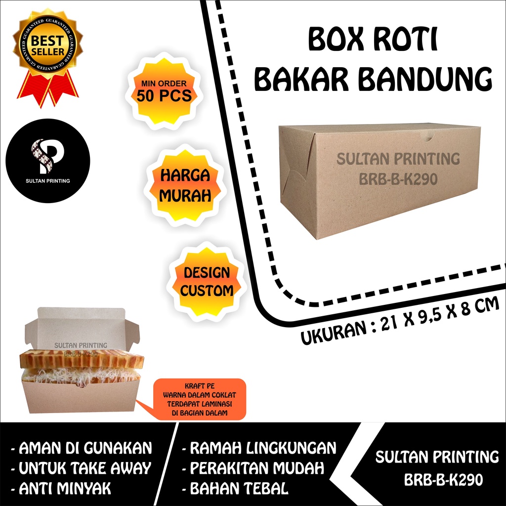 Jual Dus Roti Bakar Bandung, Dus Brownies, Dus Bomboloni III kraft 290 ...