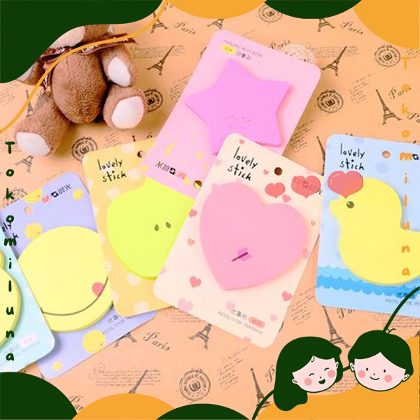 Jual Sticky notes lovely stick bentuk lucu isi 60 lembar Mini Memo ...