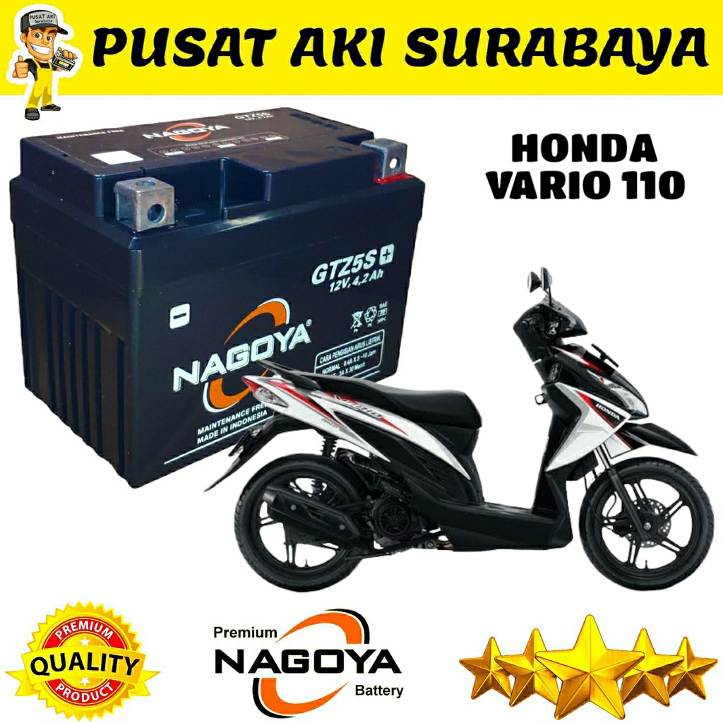 Jual AKI KERING VARIO 110 ACCU MF NAGOYA GTZ5S BEBAS PERAWATAN 12 VOLT 4.2 AMPER MTZ5S YTZ5S ...