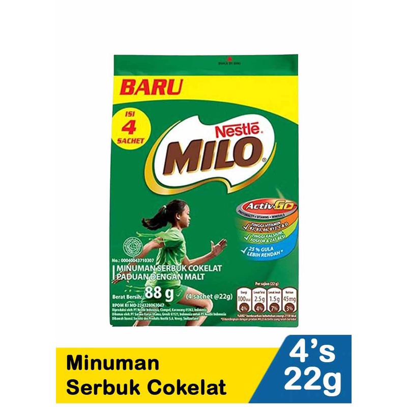 Jual Milo Minuman Serbuk Cokelat 4 x 22 Gram | Shopee Indonesia