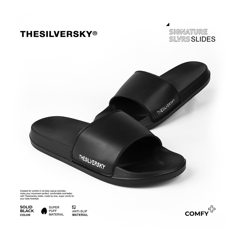 Jual Thesilversky Signature Side Emboss Metalic Premium Slide Sandal ...