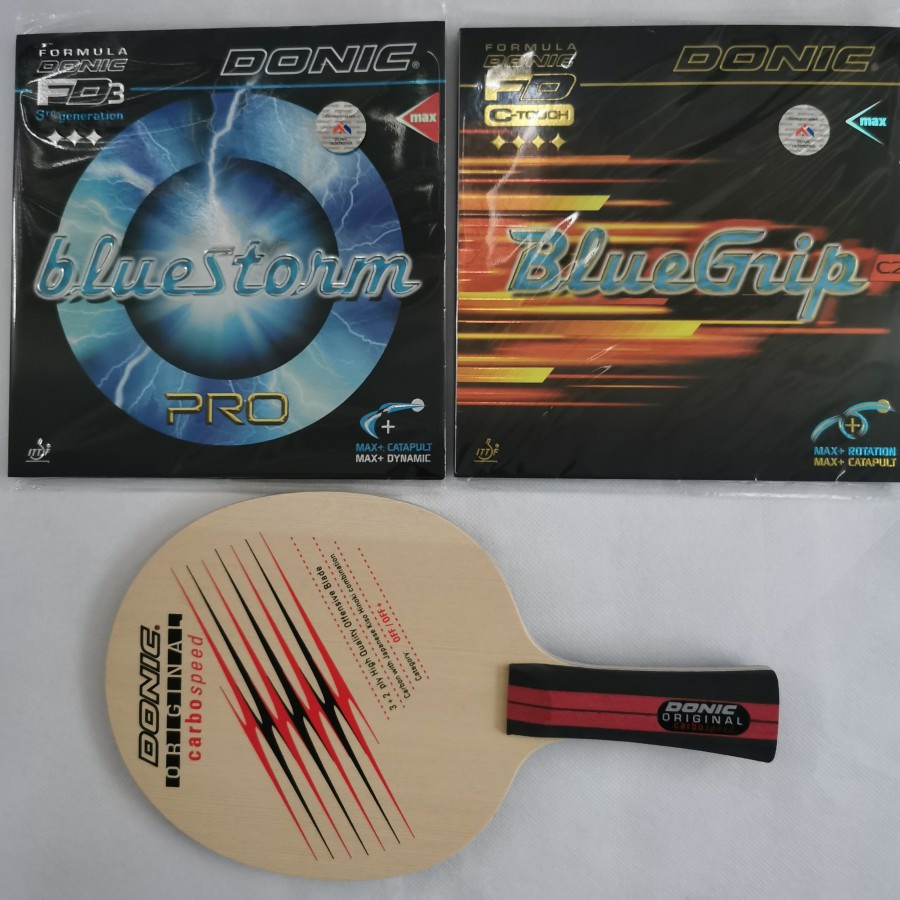 Jual Bat Pingpong Donic Original Carbo Speed plus karet Bluestorm PRO Set | Shopee Indonesia