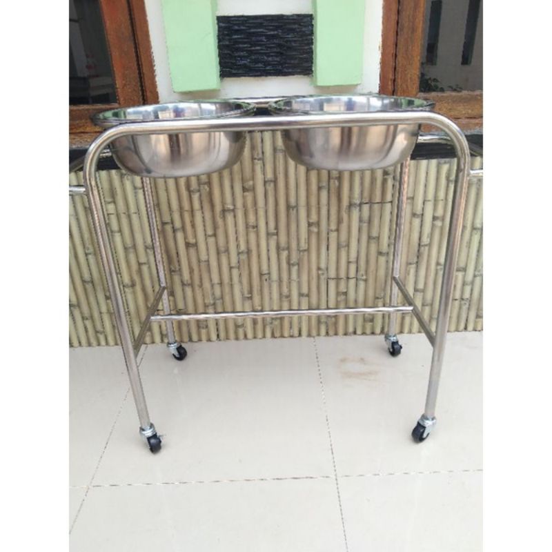 Jual doble waskom pasien / standing wascom kaki 4 stainless | Shopee ...