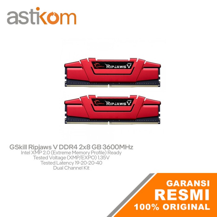 Jual RAM PC Gskill Ripjaws V Red DDR4 16GB (2X8GB) 3600Mhz | Shopee ...