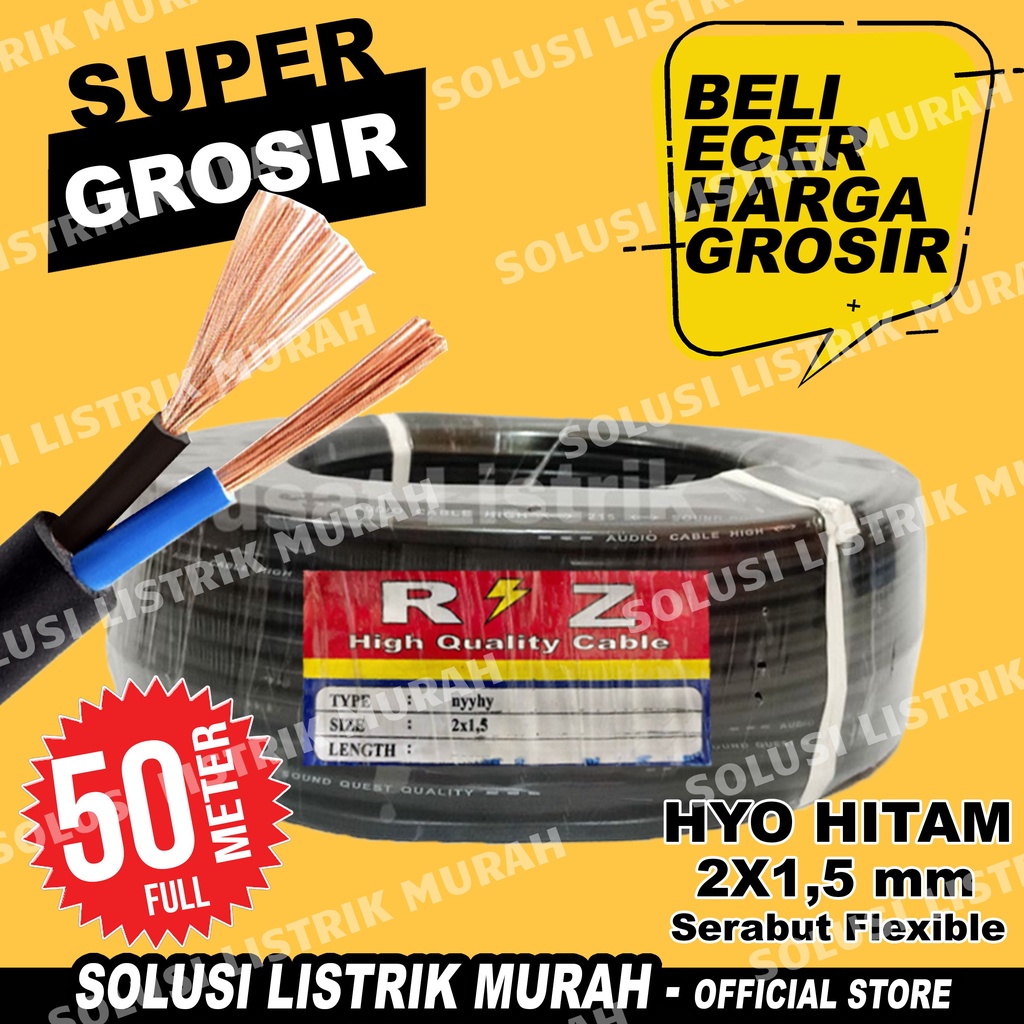 Jual Kabel Listrik / Audio Serabut RZ 2x1,5 50 Meter - Kabel Las / Pompa / Speaker HYO 2x1,5 ...