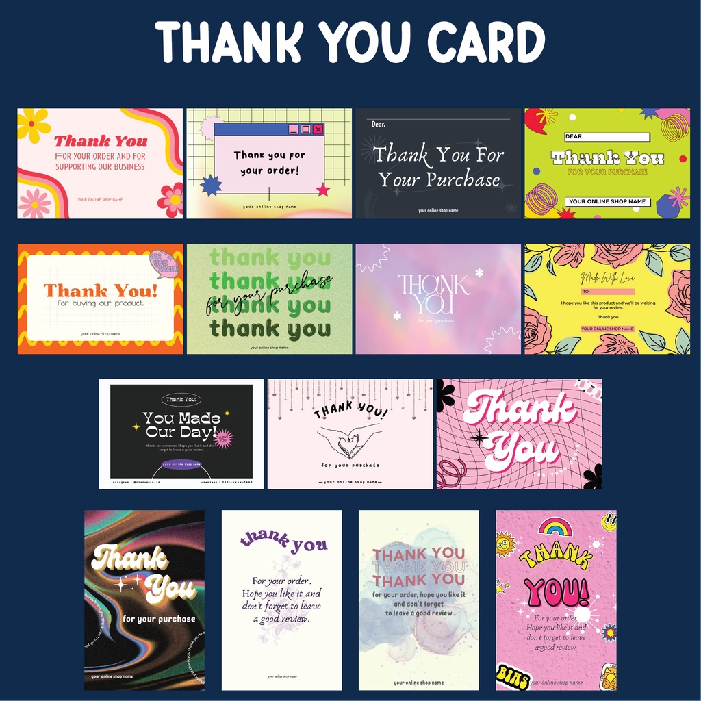 Jual THANKS CARD / THANK YOU CARD / GREETING CARD / KARTU UCAPAN TERIMA ...
