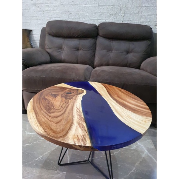 Jual Meja Kopi Meja Kayu Bulat Epoxy Resin Ukuran 70cm - 90cm | Shopee ...
