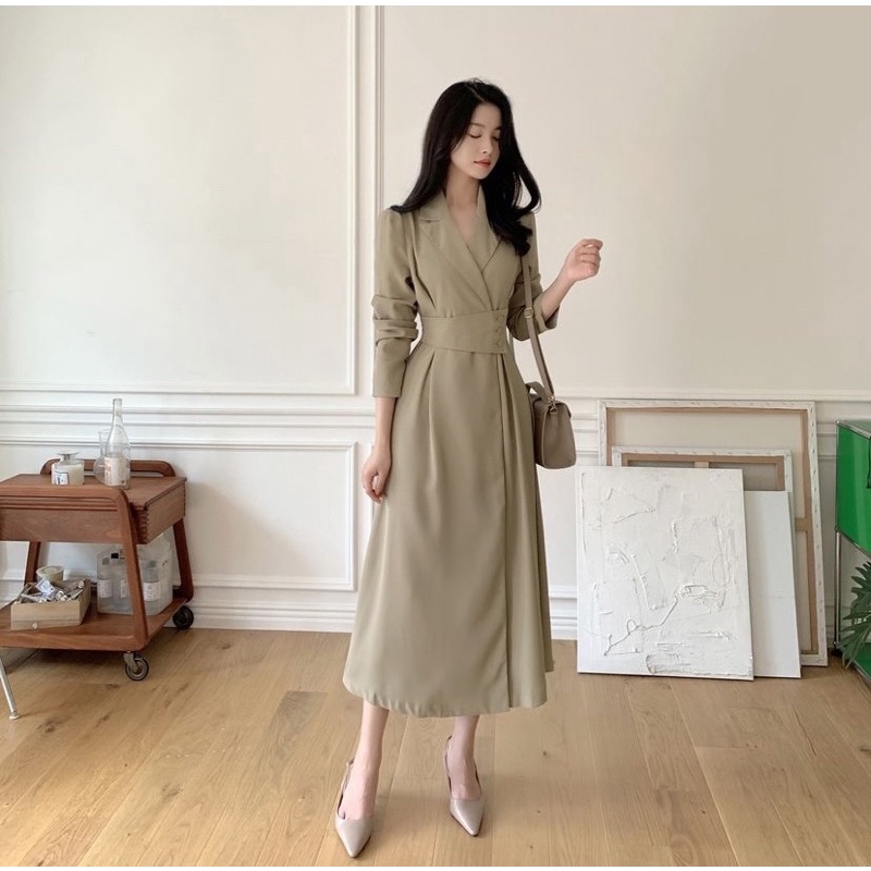 Jual Bian Dress Korean Simple Basic Polos Dinner Casual Gaun Formal ...