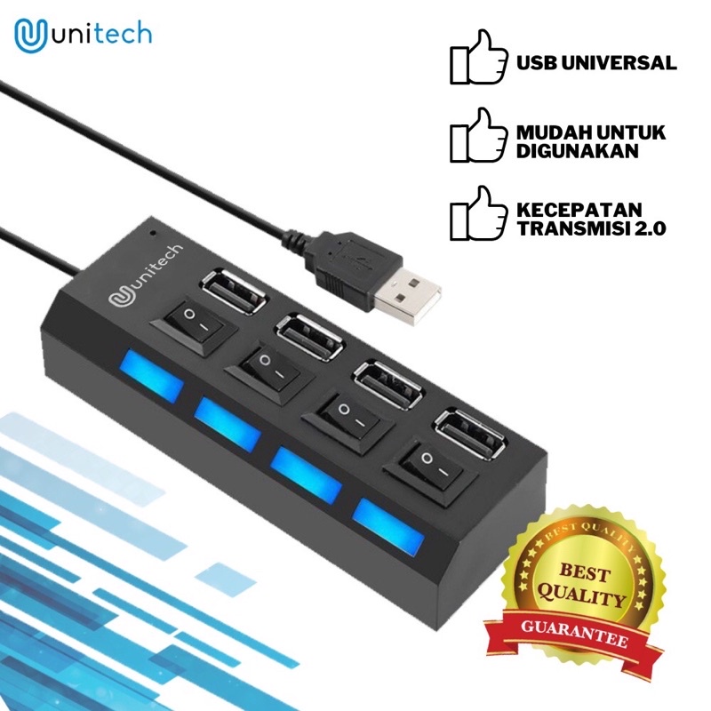 Jual USB HUB 4-port saklar on/of high speed unitech | Shopee Indonesia