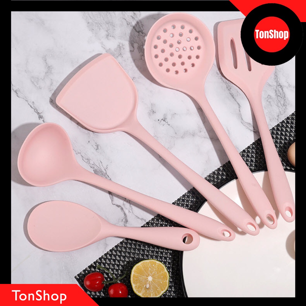 Jual Spatula Set Silikon Tahan Panas Warna Pink Alat Masak Set Anti Lengket Spatula Sodet
