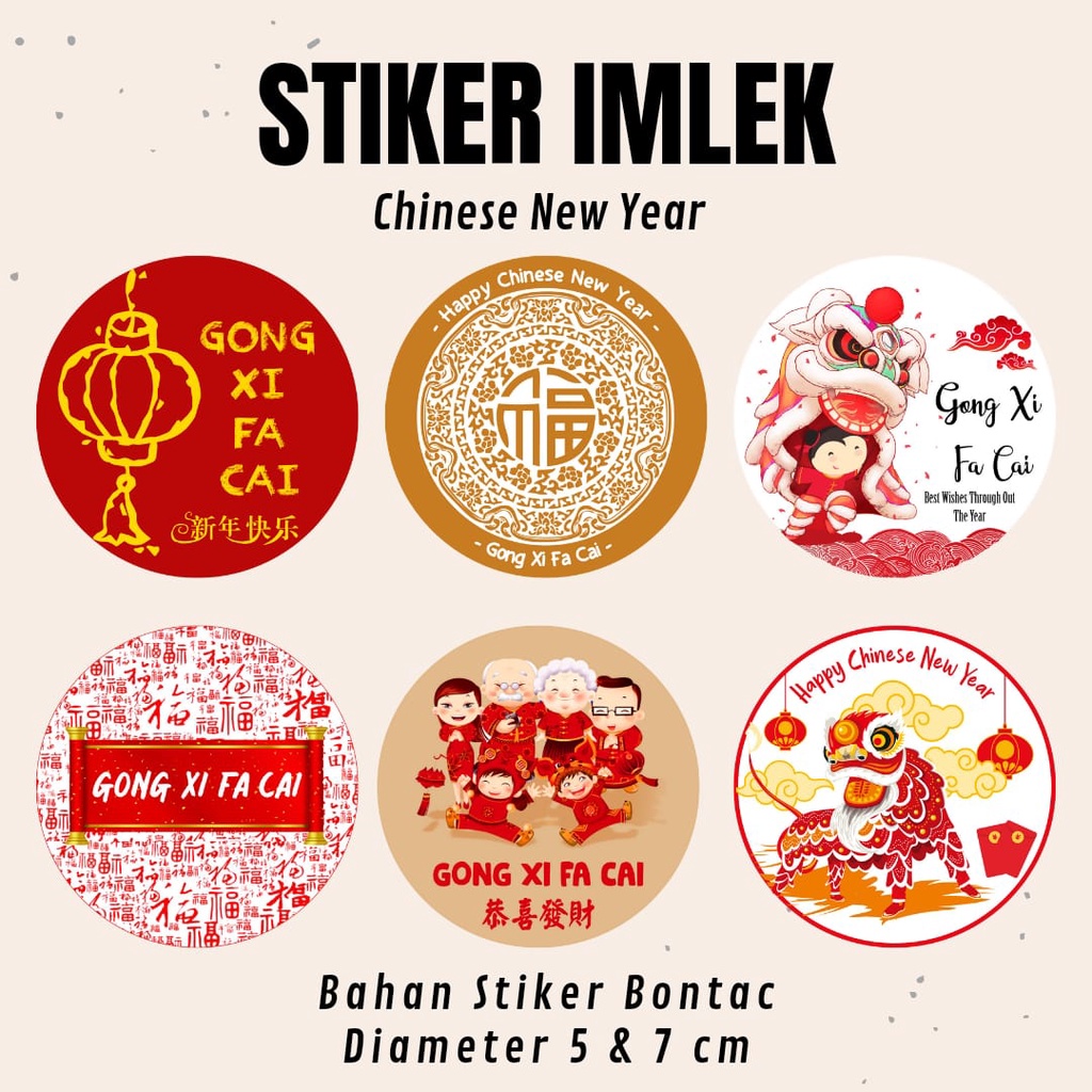 Jual Stiker Toples Sticker Segel Imlek Chinese New Year Gong Xi Fa Cai Tahun Baru Cina | Shopee ...