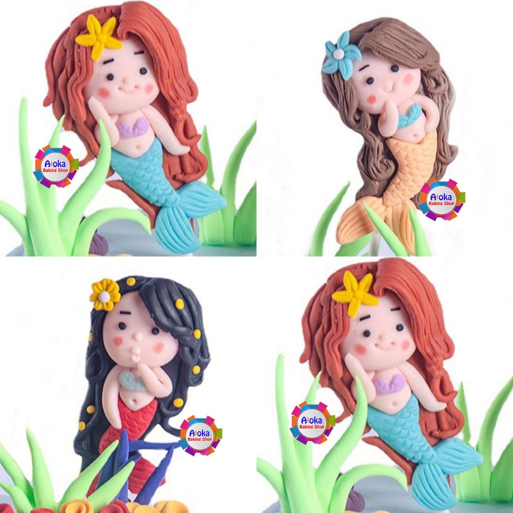 Jual Topper Kue Mermaid Hewan Laut Clay / Dekorasi Ulang Tahun Mermaid ...