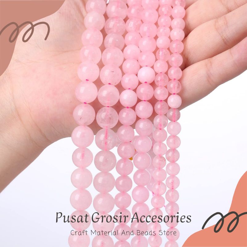Jual Bahan Craft Manik Batu Alam Rose Quartz 4/6/8/10mm | Shopee Indonesia