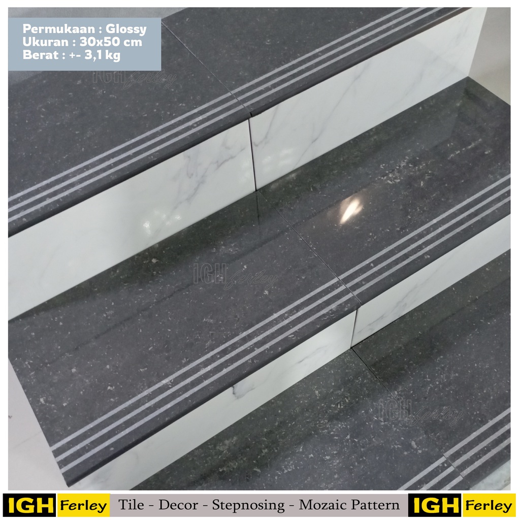Jual Stepnosing Granit 30x50 Abu-abu Bintik Glossy Lantai Tangga Anti ...