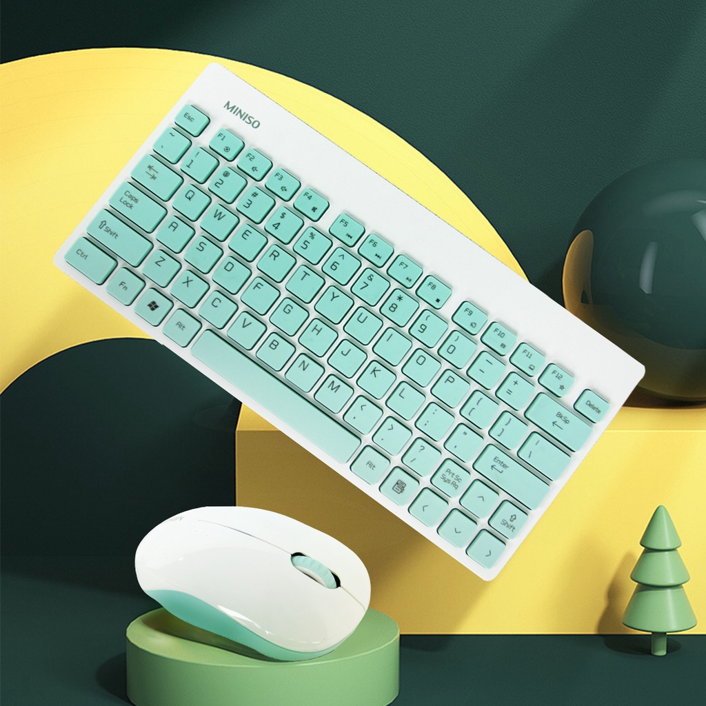 Jual MINISO Set Keyboard dan Mouse Wireless Mini Computer Laptop Combo ...