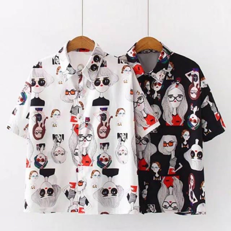 Jual Kemeja Retro / kemeja cewek / kemeja kuliah | Shopee Indonesia