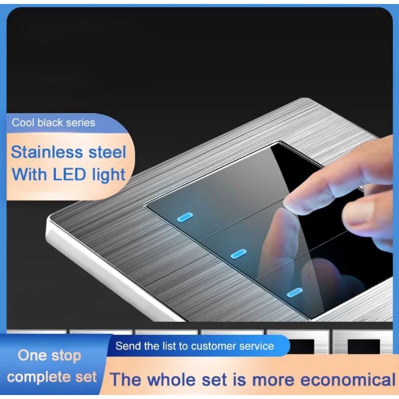 Jual saklar lampu 86 stainless bruss dengan led indicator 1/2/3 gang 1 ...