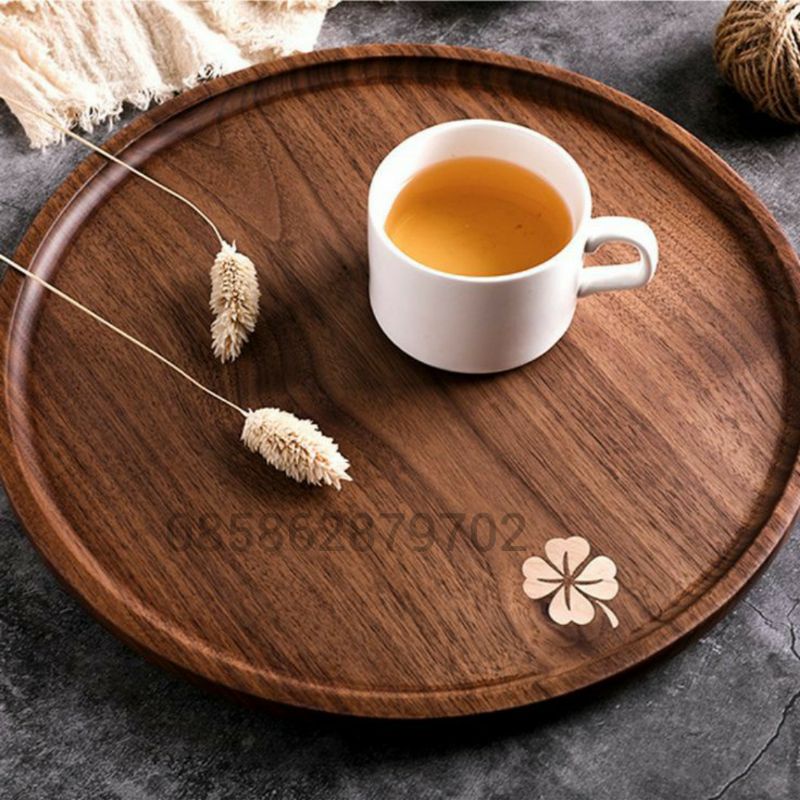 Jual Wooden tray kayu jati/nampan kayu jati diameter 30×2cm | Shopee ...