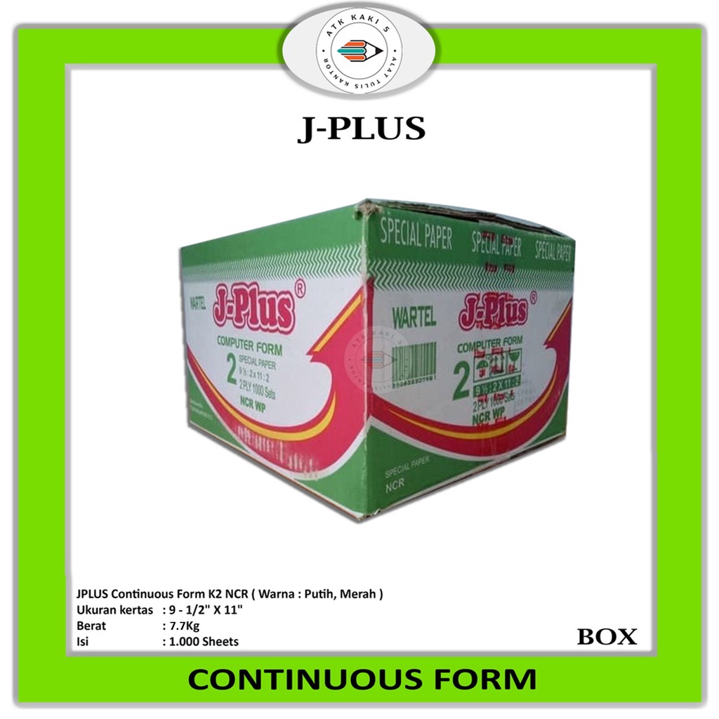 Jual JPLUS - Continous Form 91/2 x 11 2 Ply ( K2 Jplus ) NCR / Kertas ...
