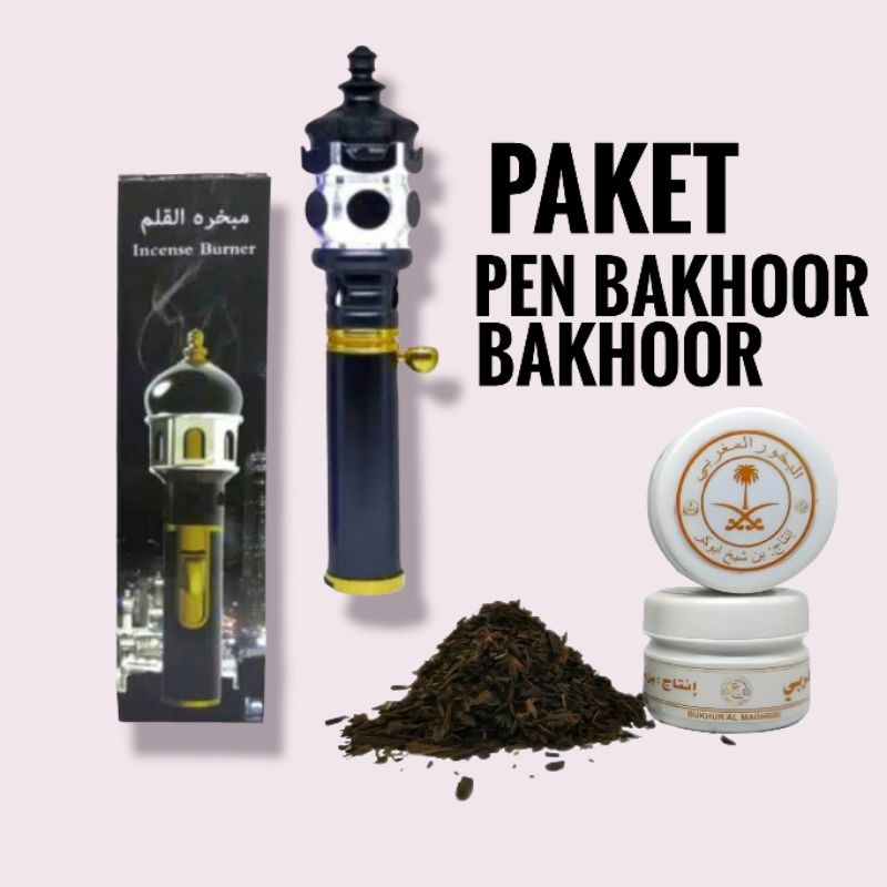 Jual pen bakhoor portable incense burner paket dengan buhur maghribi ...