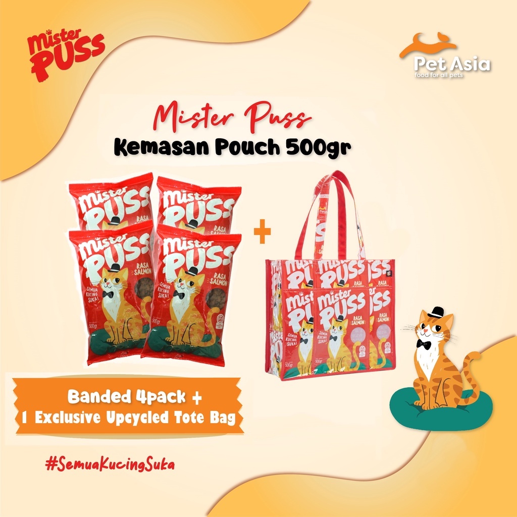Jual 4 Pack Mister Puss Salmon 500 gr + Totebag Upcycle Mister Puss ...