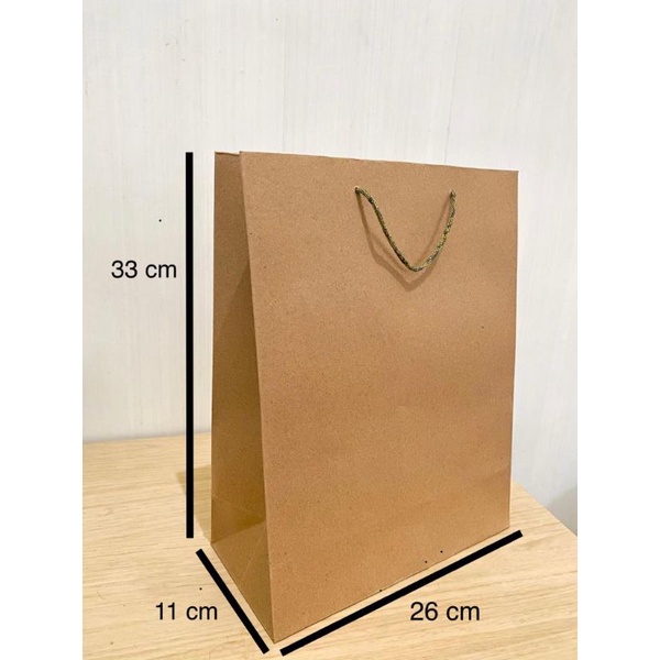 Jual Paper bag polos coklat 26x11x33 | Shopee Indonesia