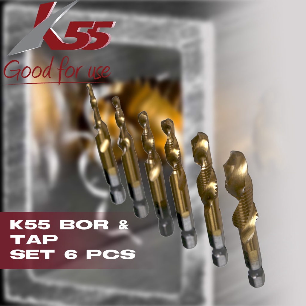 Jual BOR & TAP / DRILL & TAP HSS SET M3, M4, M5, M6, M8 & M10 6pcs ...