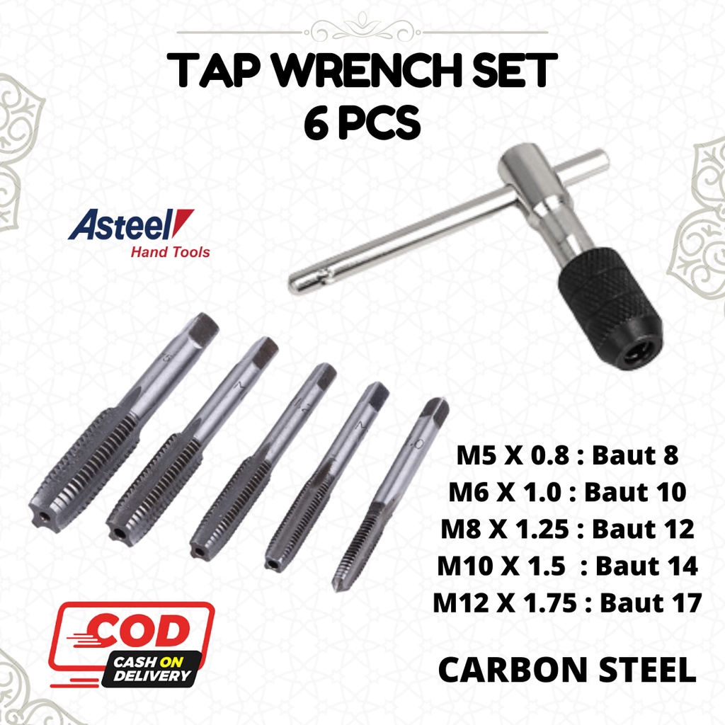 Jual ASTEEL Tap Wrench Set Alat Metrik Alat Pembuat Drat Metric Hand ...