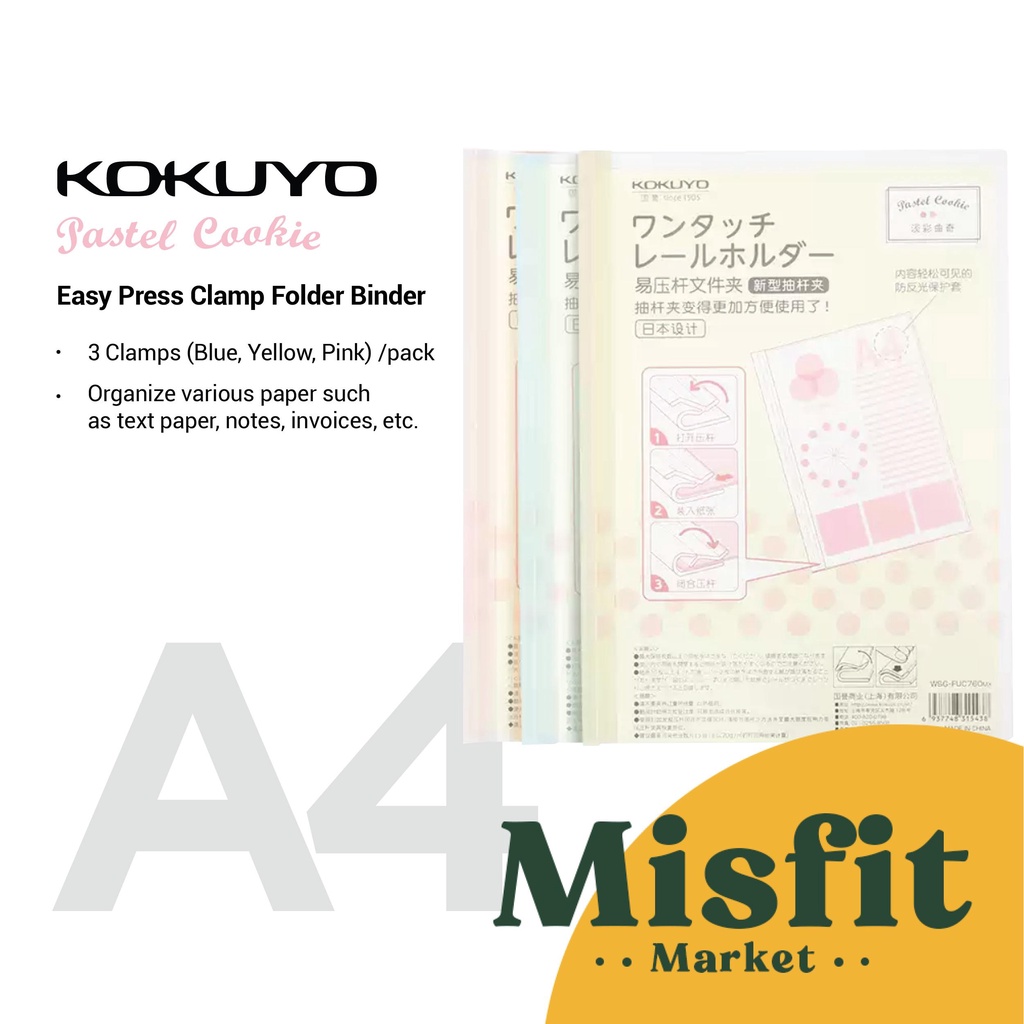 Jual Kokuyo Easy Press Clamp Folder Binder A4 Jilid Buku Binder Plastic ...