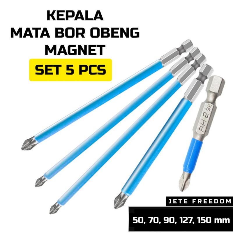 Jual DIZAINLIFE Kepala Mata Bor Obeng Plus Magnet PH2 SET 5 PCS Baja ...