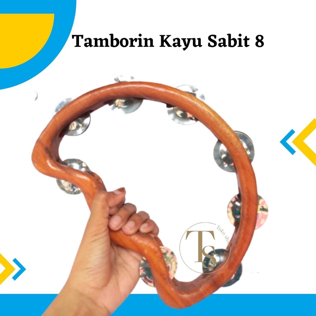 Jual Alat Musik Tamborin Kayu Sabit 8 Mainan Anak Single Head Kecrekan ...