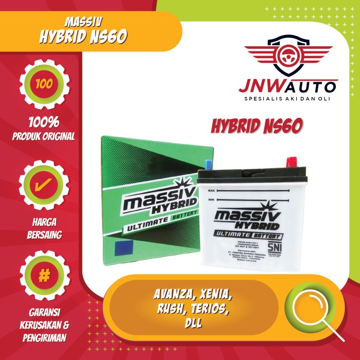 Jual Aki Mobil Massiv Hybrid NS60 untuk Avanza, Rush, Gran Max, Carry ...