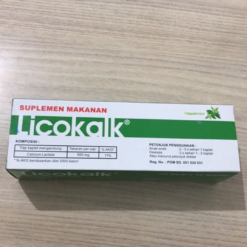 Jual Licokalk Kalsium Calcium Kalk 500 mg Box 100 Tablet - Vitamin ...