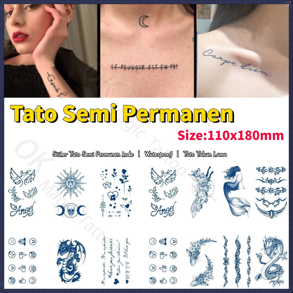 Jual 【OKTATO】Stiker Tato Semi Permanen kode GZ 18x11cm | Waterproof ...