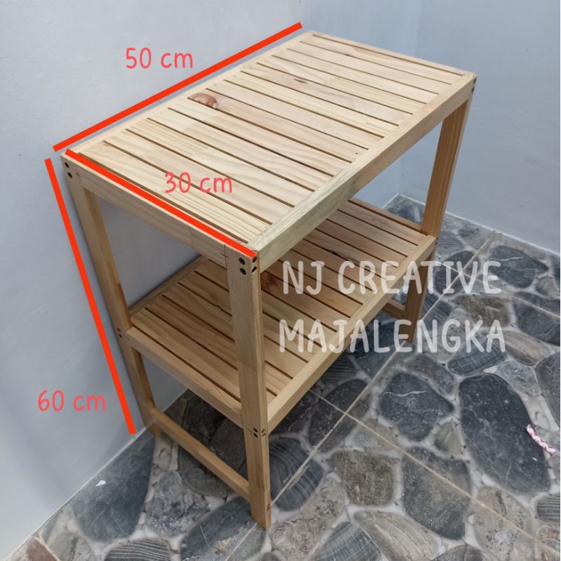 Jual NJ Creative - Meja Rak Kayu Susun 50x30 serbaguna mimalis ...