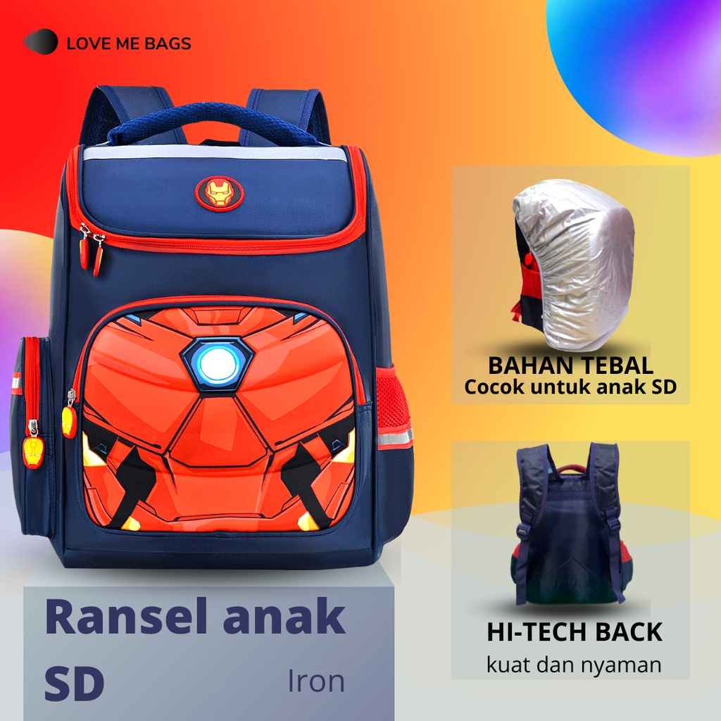 Jual LMB Tas Anak Sekolah Laki Laki SD Import Bahan Nilon Premium Karakter Superhero Timbul 6D ...