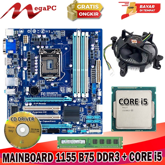 Jual Mainboard LGA 1155 B75 DDR3 + Core i5 3470 + Fan + Ram | Shopee Indonesia
